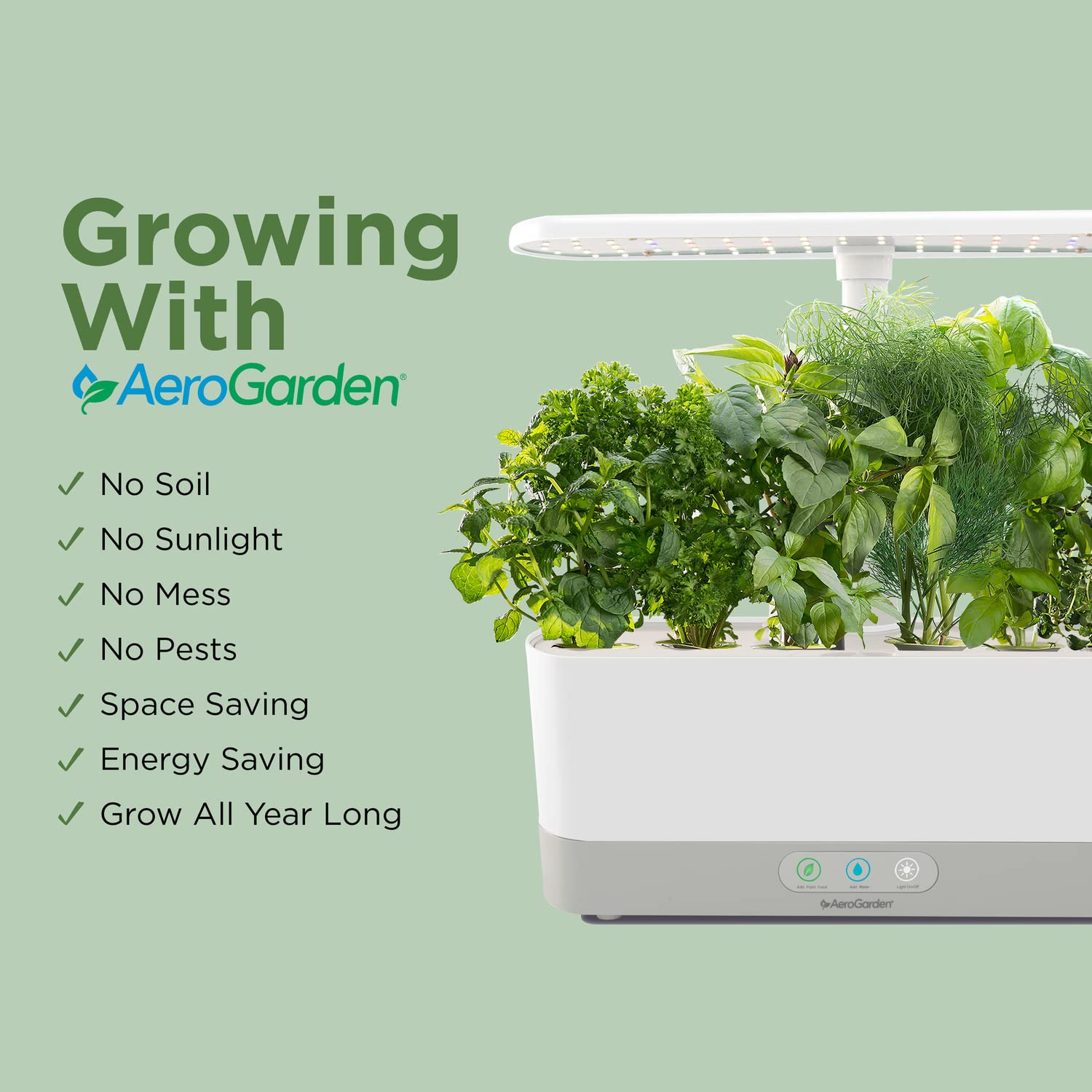 AeroGarden Harvest Slim Indoor Garden Hydroponic System with LED Grow Light and Herb Kit, Holds Up to 6 Pods, White