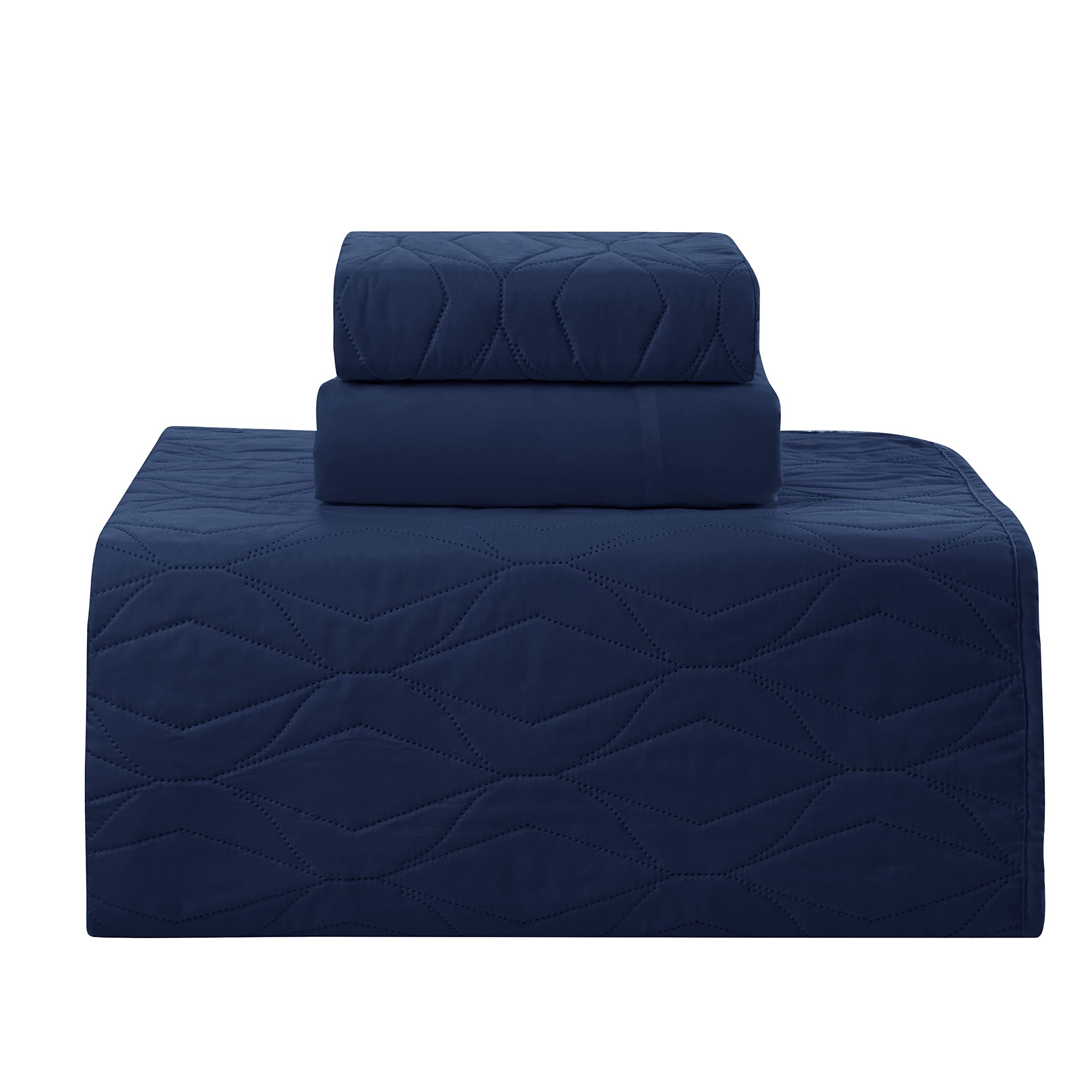 Clara Clark Toddler Bedding Set, All Season Toddler Quilts, 3PC Bedspread Coverlet Set - Ultra Soft and Breathable Kids Bedding, Navy Blue
