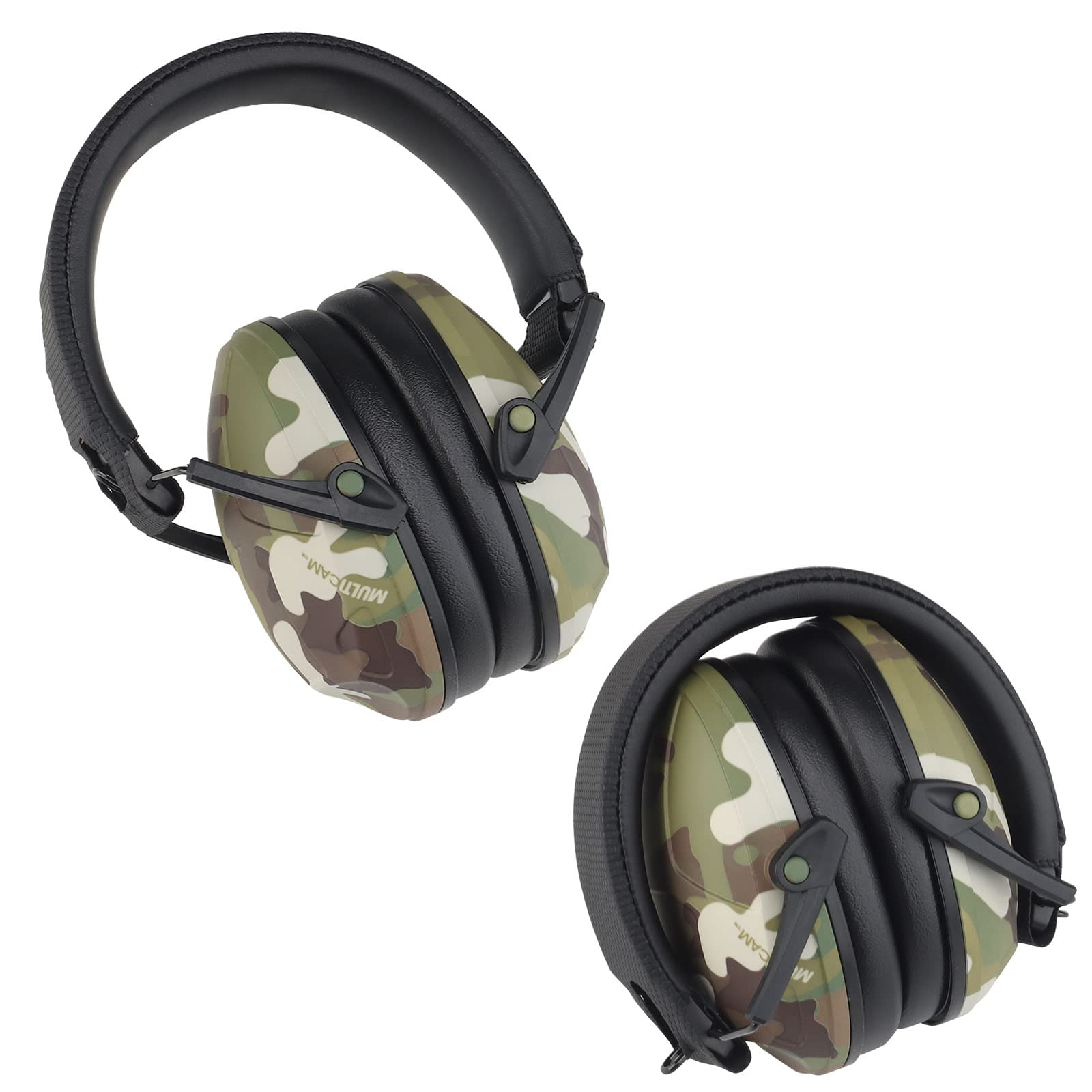 Airsoft Mask & Earmuffs Ear Hearing Protection Headphones Shooting Ear Protection Ear Muffs Full Face Skull Mask Clear Goggle (Camo)