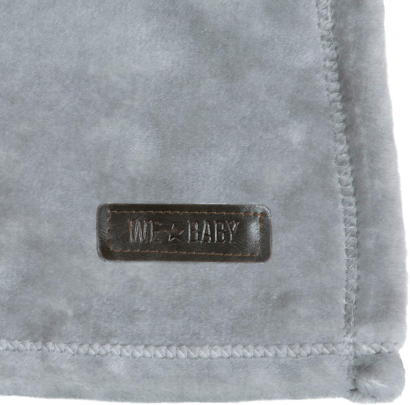 Pavilion Gift Company 30 x 40 Inch Striped White & Gray Royal Plush Baby Blanket Eat. Lake. Sleep, Grey
