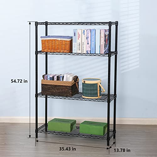XCVBDE 4-Tier Storage Shelves 36''x14''x54'' Height Adjustable Garage Storage Shelves Heavy Duty Pantry Shelving Metal Utility Shelves Wire Rack for Home Kitchen Laundry Room Organization(Black)