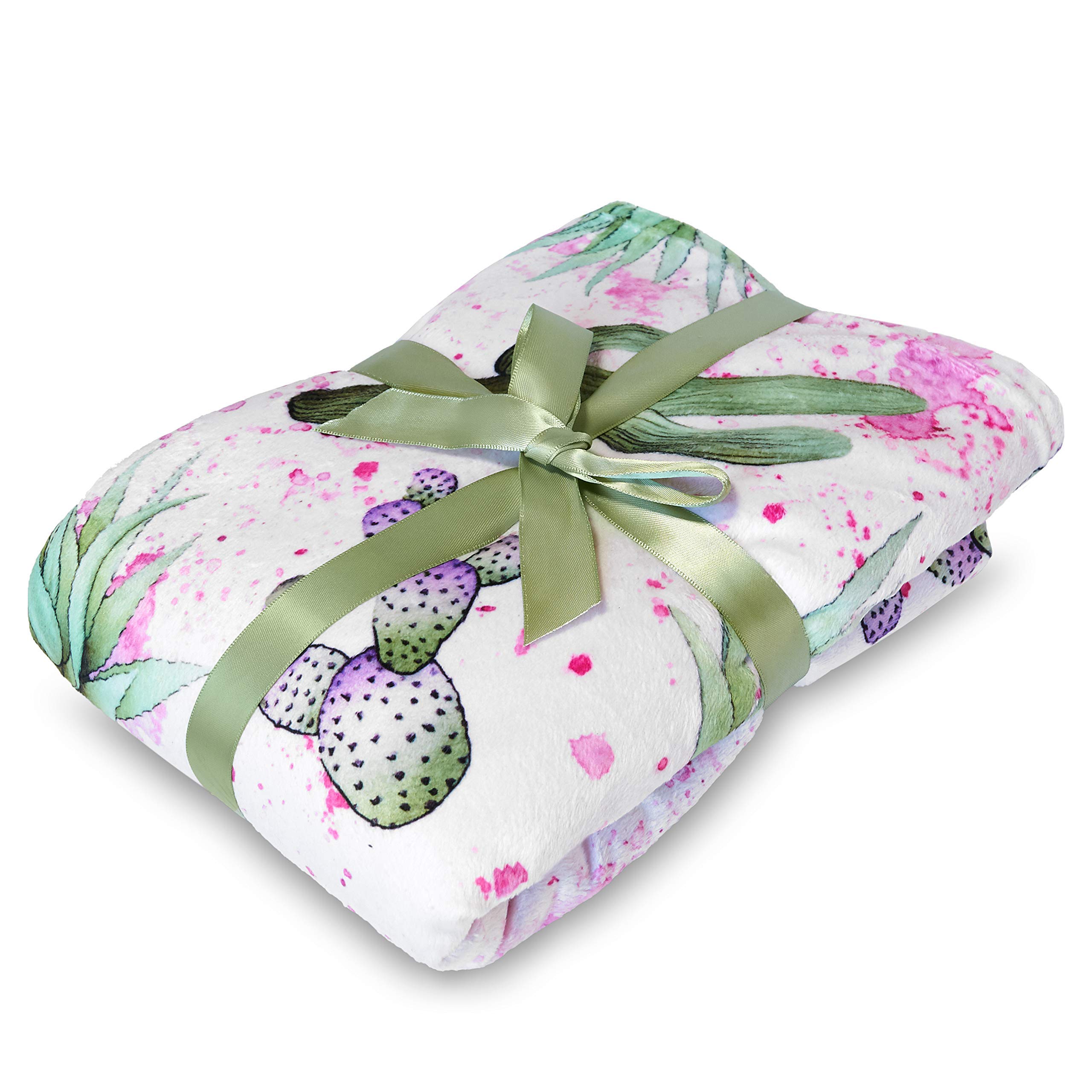 Watercolor Cactus Nursery Decor Set - 1 Crib Sheet, 2 Changing Pad Covers, 1 Minky Baby Blanket