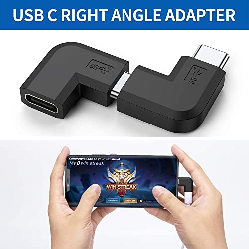 Aoiutrn 90 Degree Type USB C Adapter, 2 Pack USB C to USB-C Fast Charger and Transfer Converter [Right Angle] Compatible for Switch, Notebook Computers, Tablet, and Other Type C Cable Devices