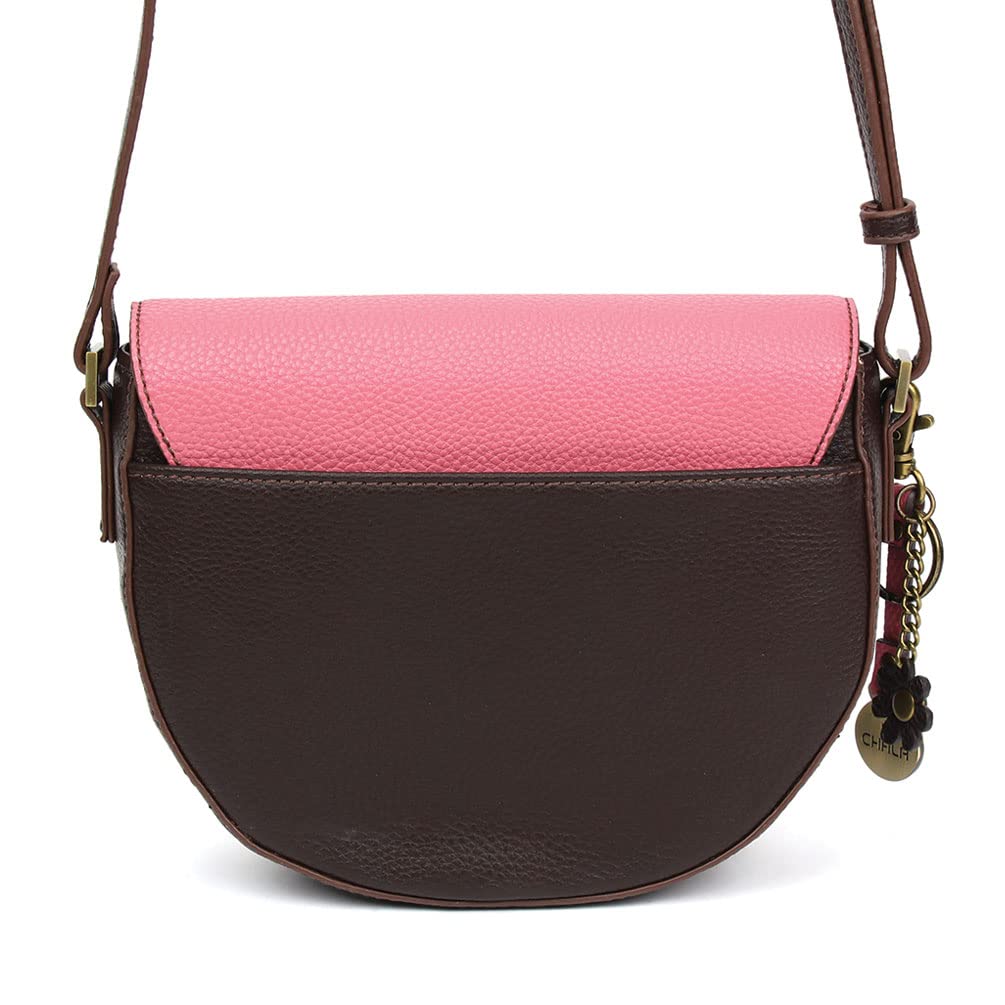 Chala Half Moon Organizer Crossbody Cell Phone Purse-Women Faux Leather Multicolor Handbag with Adjustable Strap - Butterfly Pink