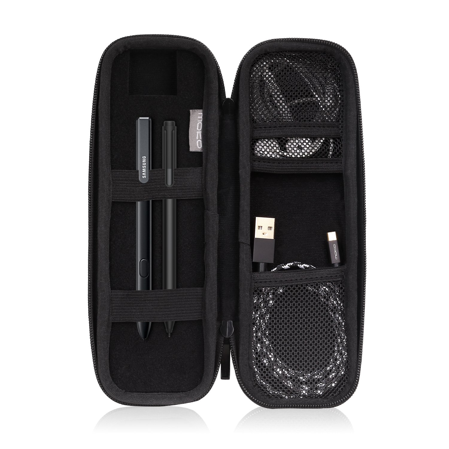 MoKo Pencil Holder Case for Apple Pencil 2nd/1st, PU Leather Case Fit for Apple Pen Accessories, Samsung, Huawei, USB Cable, Earphone Easy Carrying Case Bag,Black