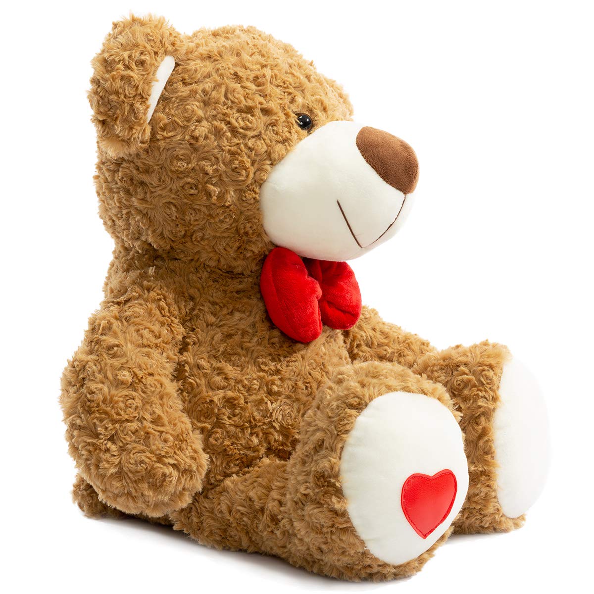 BEJOY Teddy Bear Stuffed Animal Plush Bear with Red Bow and Hearts Valentine’s Day Gift, 24 inch Brown
