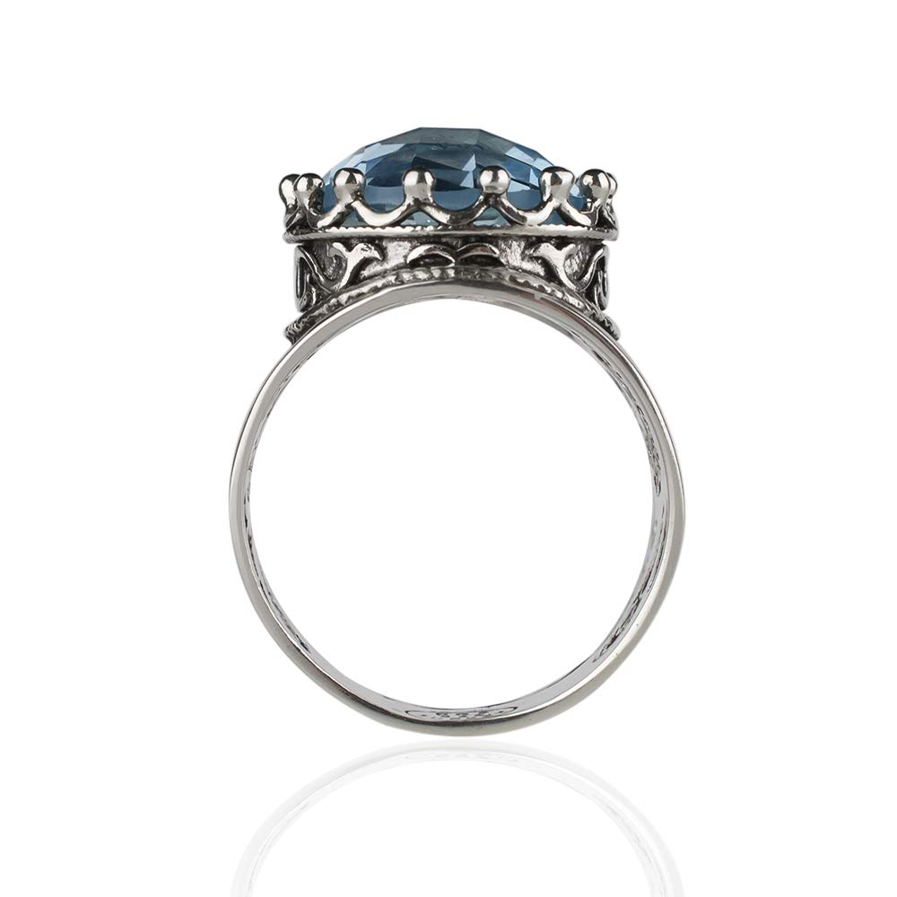 925 Sterling Silver Purple Amethyst Yellow Citrine Blue Topaz Round Filigree Paisley Ring (Size 5-12) (12, Citrine)