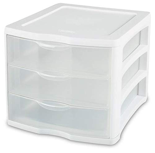 Sterilite 17918004 Compact Portable 3 Storage Drawer Organizer Cabinet (2 Pack)