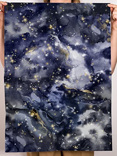 CENTRAL 23 Galaxy Wrapping Paper - Blue And Gold Wrapping Paper - 6 Sheets Gift Wrap - Watercolor Night Sky - Space Themed Gifts - Comes With Fun Stickers