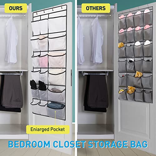 charleskeith Hanging Closet Organizer, Hanging Shoe Rack, Over Door Shoe Organizer, Pantry Organizers and Storage with 12 Small & 6 Large Mesh Pockets, Keep Your Supplies Neat and Tidy (White)