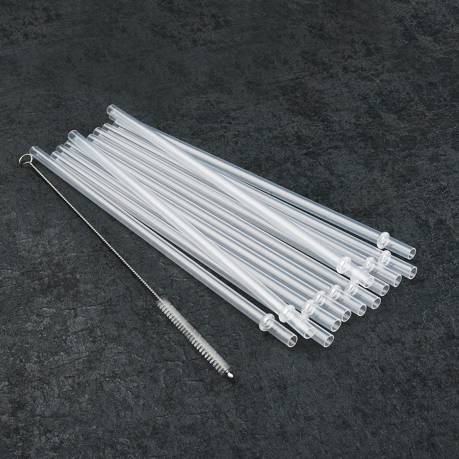ALINK 12 Reusable Clear Straws + 12 Black Glitter Straws