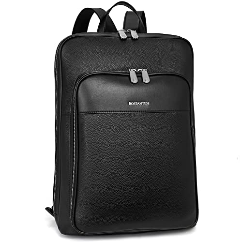 BOSTANTEN Leather Laptop Backpack for Women 15.6 inch Computer Bag Travel Work Daypack Large Size Bag