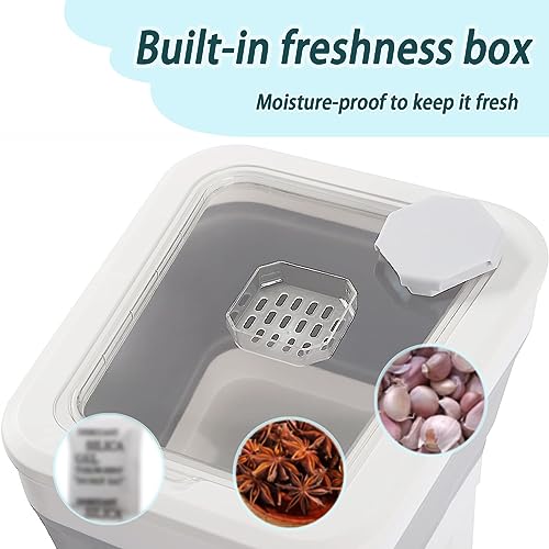 chuyouan Collapsible Dog Food Storage Container,Auto-Pet Food Container Foldable Cat Feed Storage Bin with Clear Lid Measuring Cups (25 LB)