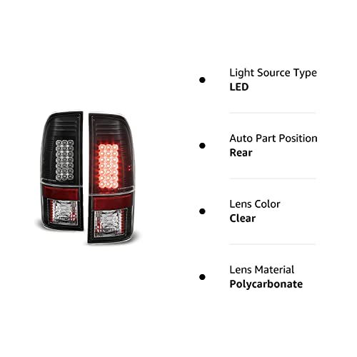 ACANII - For 2008-2016 Ford F250 F350 F450 SuperDuty Black LED Tail Lights Brake Lamps Replacement Driver & Passenger