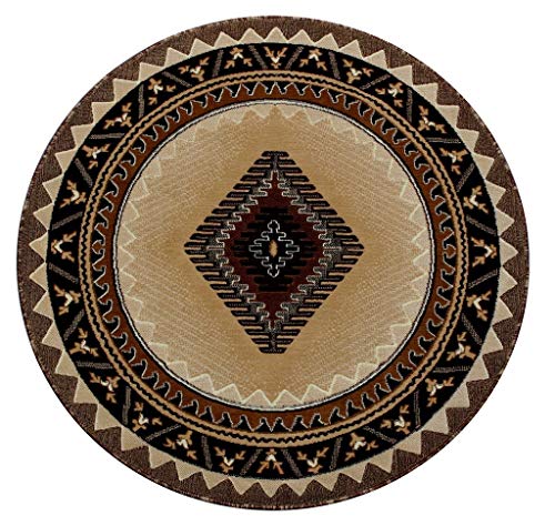 South West Native American Area Rug Design #C650 Berber (7 Feet X 7 Feet Round)