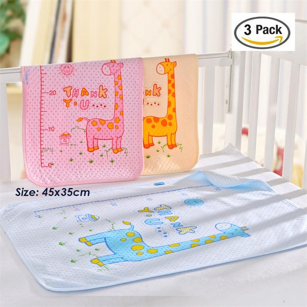 Monvecle Baby Infant Waterproof Cotton Changing Pads Washable Resuable Diapers Liners Mats Multi Pieces Pack 3pcs Pack-Medium 28"x20"