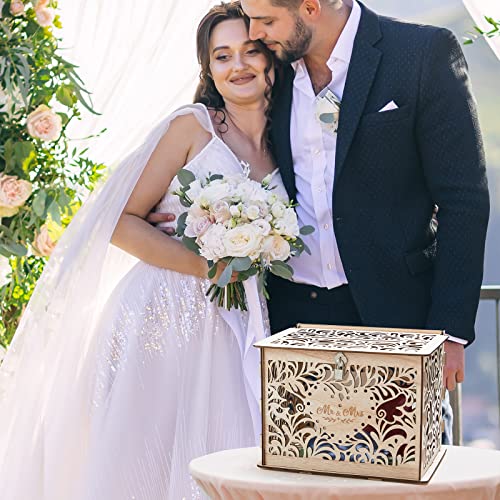 AW BRIDAL Wedding Card Box with Card Sign, Mr Mrs Gift Box Money Envelop Boxes for Party Graduation Reception Engagement Bridal Shower Gifts for Couples
