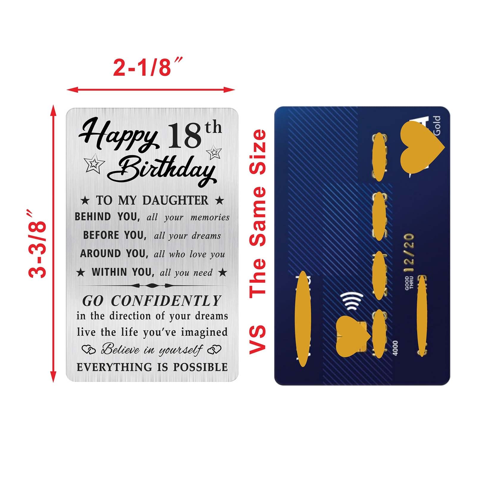 MOQIYXL 18th Birthday Card for Daughter, 18 Year Old Gifts for Daughter Engraved Wallet Card