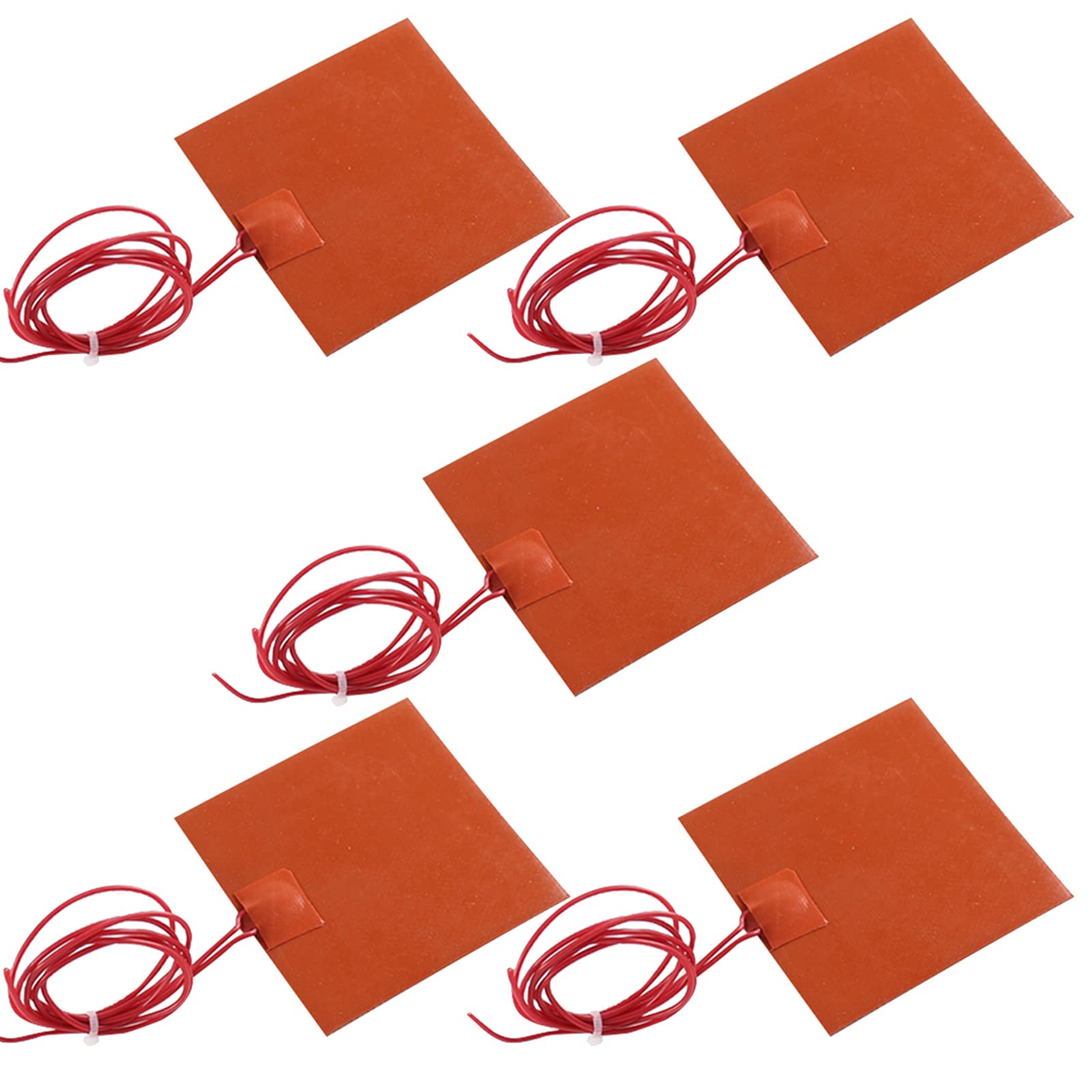Harissess 5PCS Silicone Rubber Heating Pad,12V 7.5W Heating Baking Mats Electric Blanket Flexible Mat Constant Temperature 200℃ Max (50x50mm)