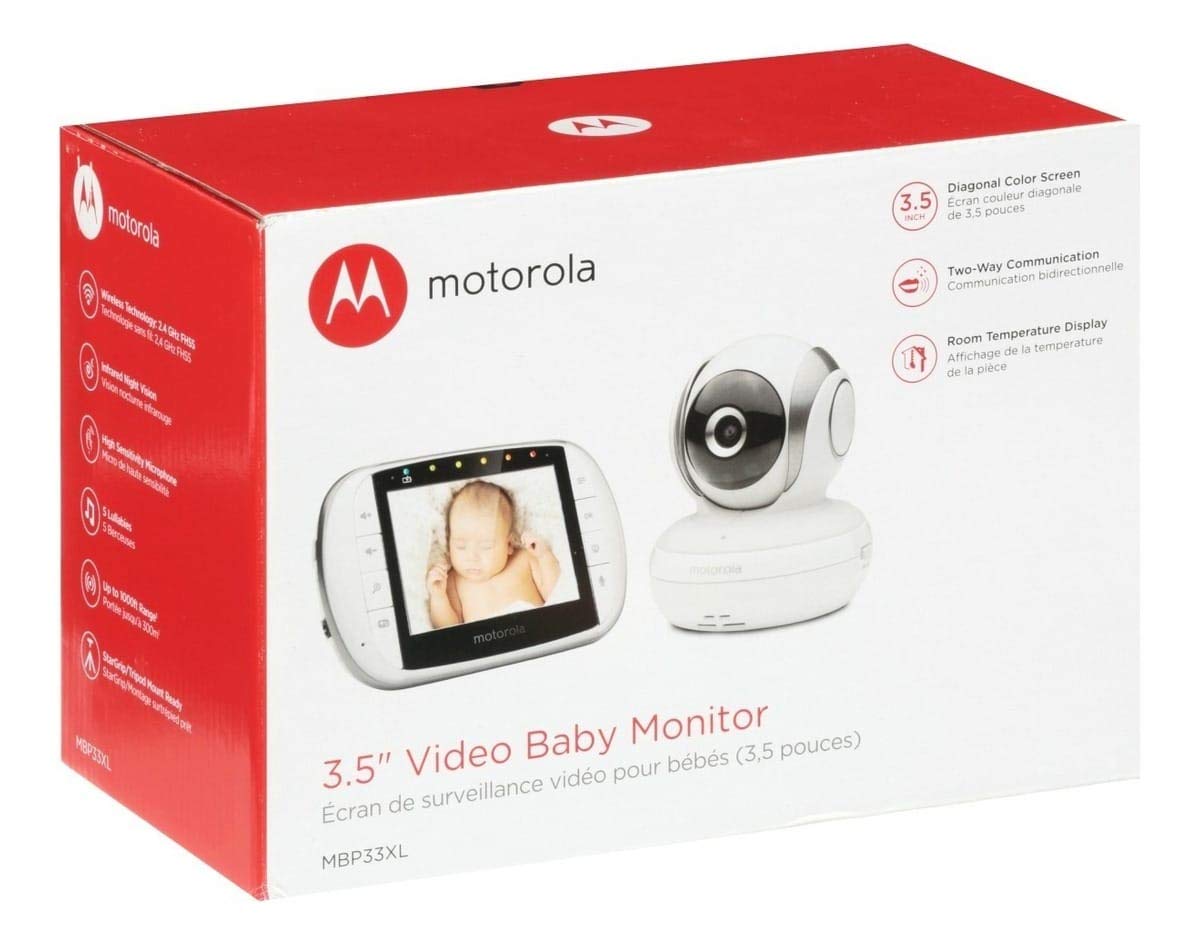 Motorola MBP33XL 3.5" Video Baby Monitor with Digital Zoom, Two-Way Audio and Room Temperature Display, 2 Piece Set (Pack of 1)