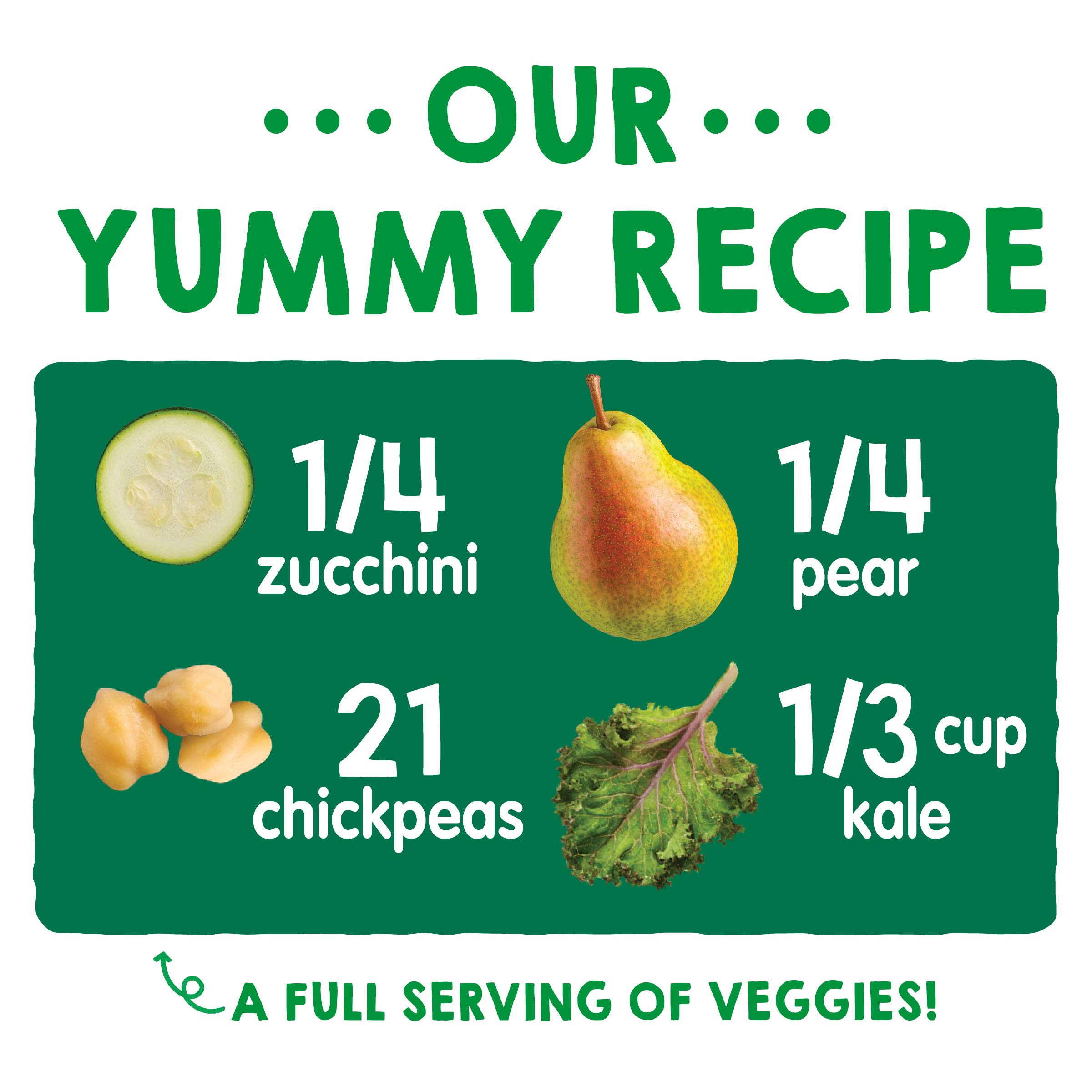 Happy Tot Organics Love My Veggies Stage 4, Zucchini, Pear, Chickpeas & Kale, 4.2 Ounce Pouch (Pack of 16) packaging may vary