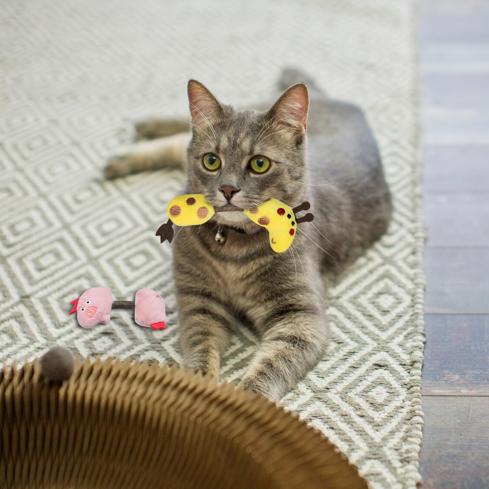 Andiker Silvervine Chew Sticks Cat Toy, 2PCS Animal Shape Kitten Teething Toys with Silvervine Sticks for Indoor Cats, Cute Cat Molar Sticks Plush Toy for Cat Teeth Cleaning Chewing (Crocodile+Whale)