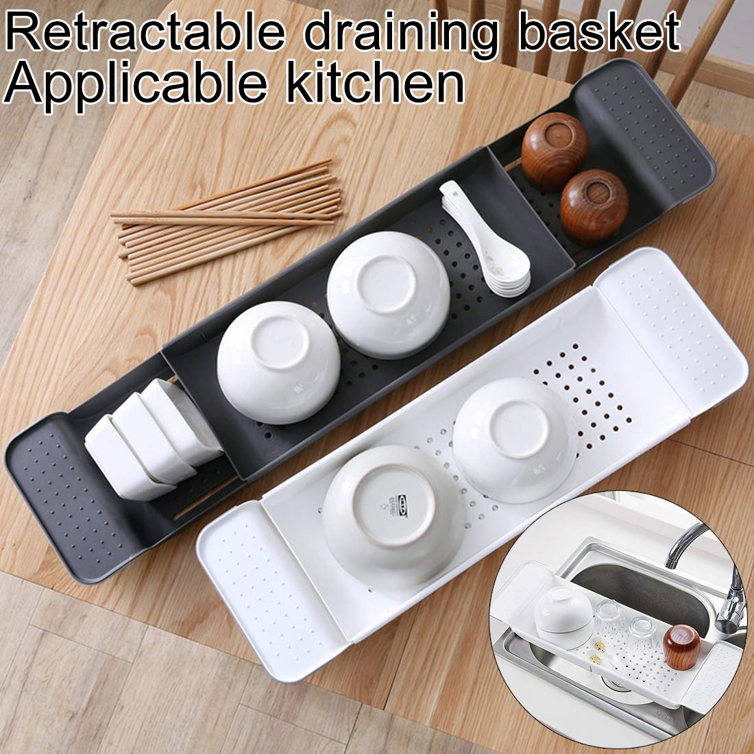 Expandable Bath Shelf Bathtub Caddy Tray Adjustable Plastic Shower Organizer Trays Extending Home Bathroom Sides Bath Tub Caddy Tray Rack Soap Shower Storage Kitchen Wine Tray Holder SPA Ttray (Gray)