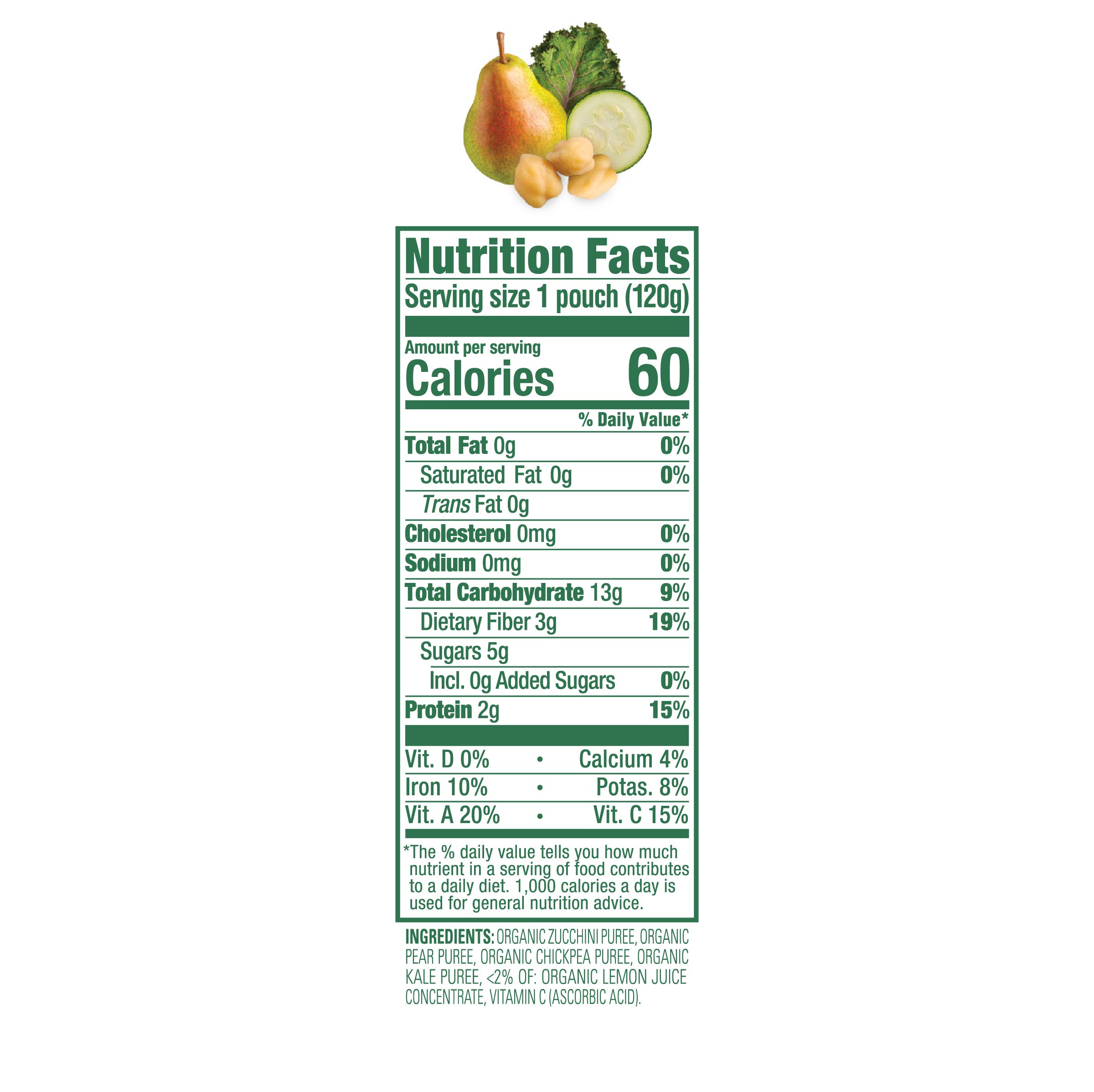 Happy Tot Organic Stage 4 Baby Food, Love My Veggies, Zucchini/Pear/Chickpeas & Kale, 4.2 Ounce (Pack of 8)