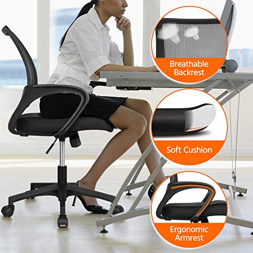 Yaheetech Home Office Furniture Sets, Desk and Chair Set, Simple Computer Desk and Mesh Chair Set, Office Chair and Computer Desk Workstation, Mesh Chair with Computer Desk