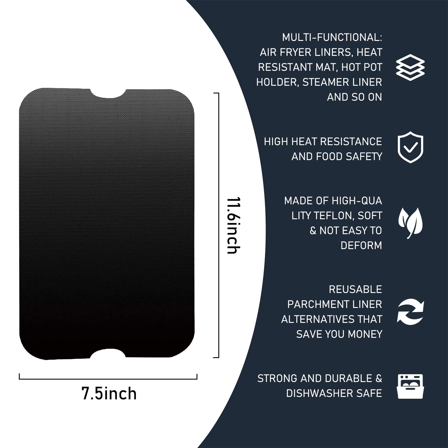 Air Fryer Liners, Reusable Air Fryer Mats 4 Pack, Premium Air Fryer Accessories, Non Stick, Easy Clean - 7.6 X 11.67" Square