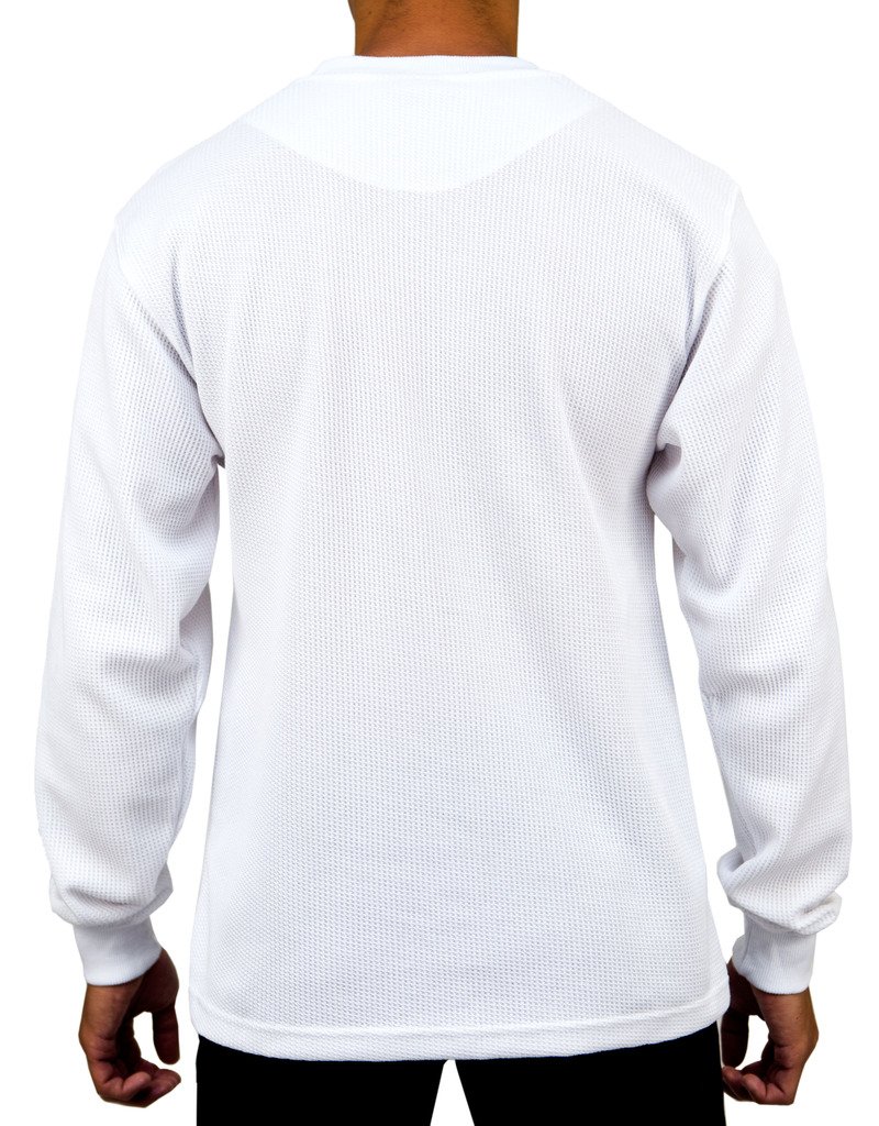 Access Men's Heavyweight Long Sleeve Thermal Crew Neck Top White Large