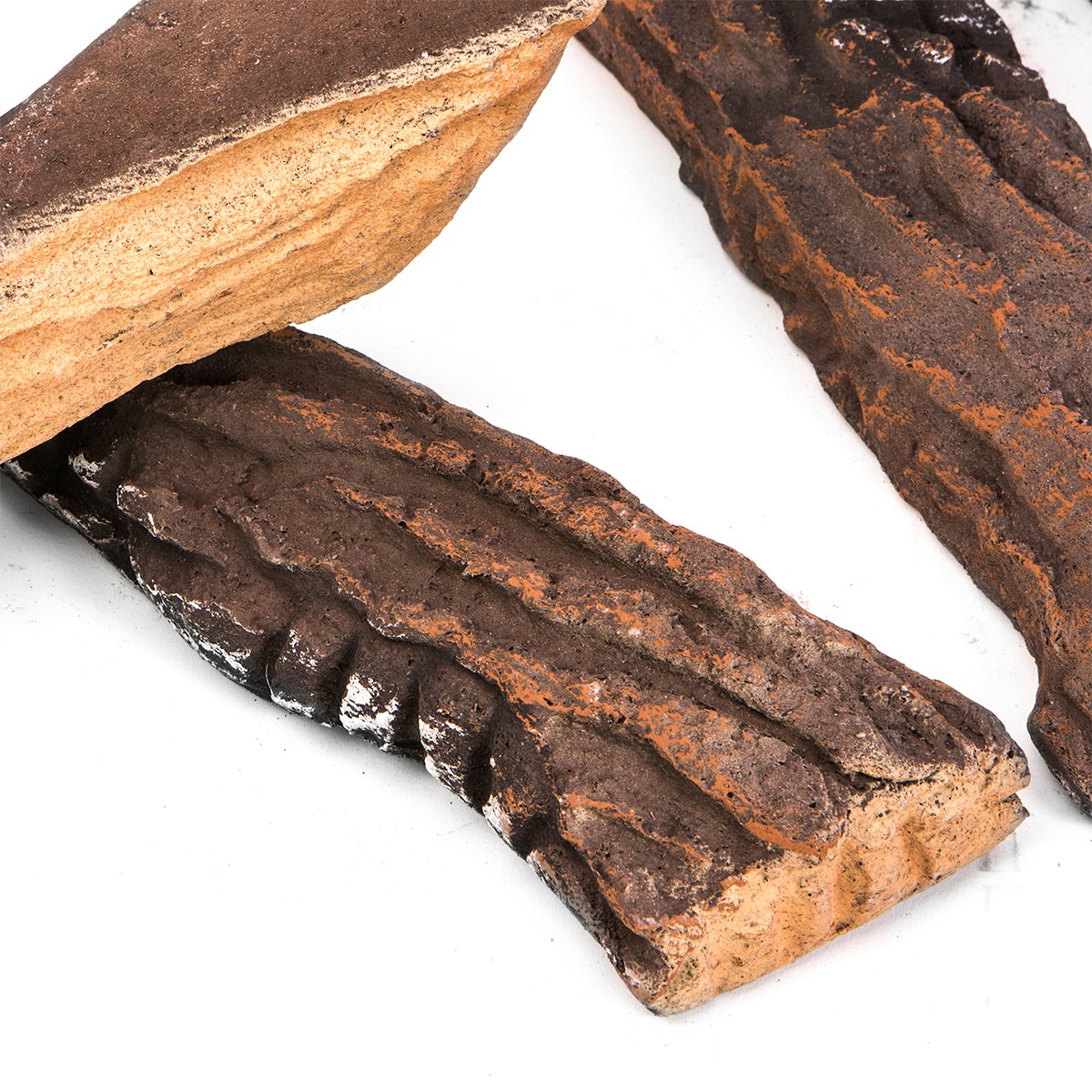 Barton 10-Pieces Ceramic Logs Set Gas Vented Fireplace Realistic Fire Log Stackable Logs Fire Place Fire Pit Insert Fireplace (10pcs) Wood Logs