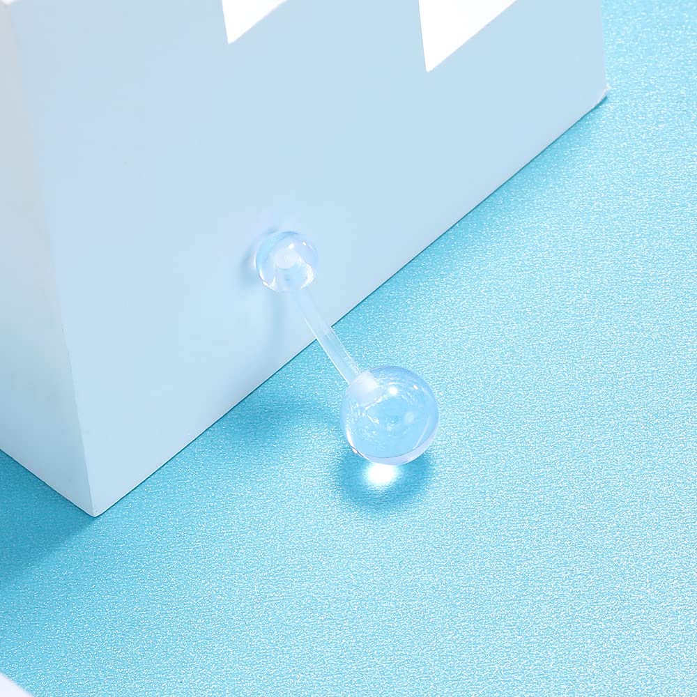 6ixGosh 14g 16g Pregnancy Belly Button Rings Pack, Maternity Belly Button Piercing Clear Piercing Retainer Jewelry, Short Long Bar Plastic Belly Button Rings for Surgery Healing, Plastic, plastic