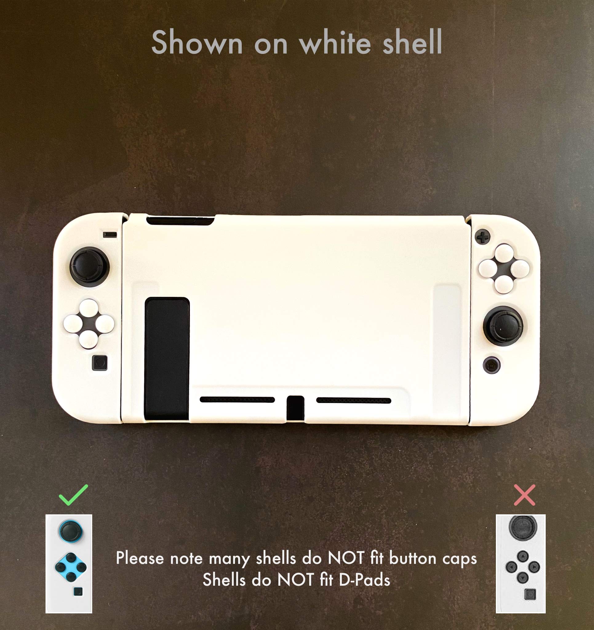 BelugaDesign Pastel Button Caps and D-Pad | Compatible With Nintendo Switch Standard OLED Joy-Con Controller Covers | Directional & A/B/X/Y Buttons - White