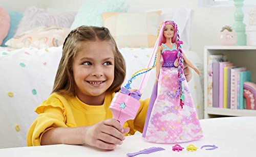 Barbie Dreamtopia Doll, Twist 'n Style Pink Hair with Rainbow Extensions, Twisting Tool and Styling Accessories