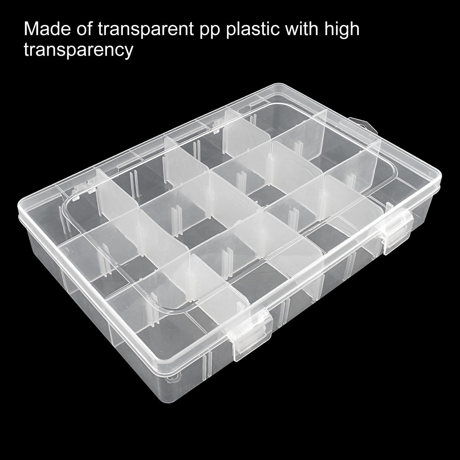 uvbws 1 Pack 12 Grids Plastic Organizer Box with Removable Dividers, Adjustable Storage Box Clear Storage Container Craft Box for Jewelry, Crafts,Buttons, Thread, Pins, Beads and more