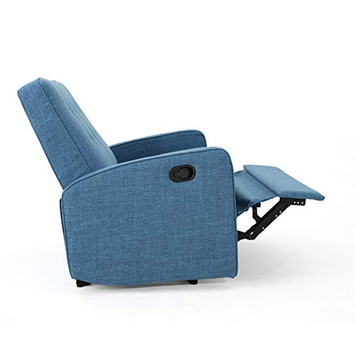 GDFStudio Christopher Knight Home Calliope Buttoned Fabric Reclining Loveseat, Muted Blue / Black