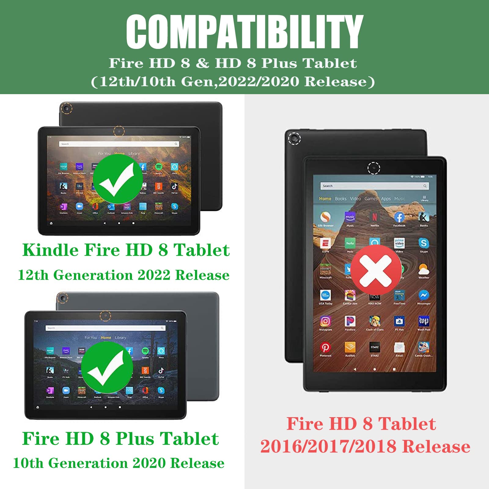 Amazon Fire HD 8 Tablet Case 2022/2020 Release Kindle Fire 8 Plus Case 8 Inch Tablet Case Flower Amazon Fire HD 8 Cover with Auto Wake/Sleep for Kids Women Girl