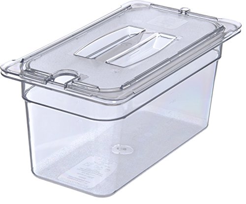 Carlisle FoodService Products 10271U07 StorPlus Third Size Polycarbonate Universal Handled Notched Food Pan Lid, Clear