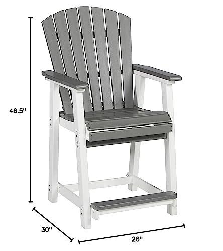 Signature Design by Ashley Outdoor Transville HDPE Patio Barstool, 2 Count, Gray