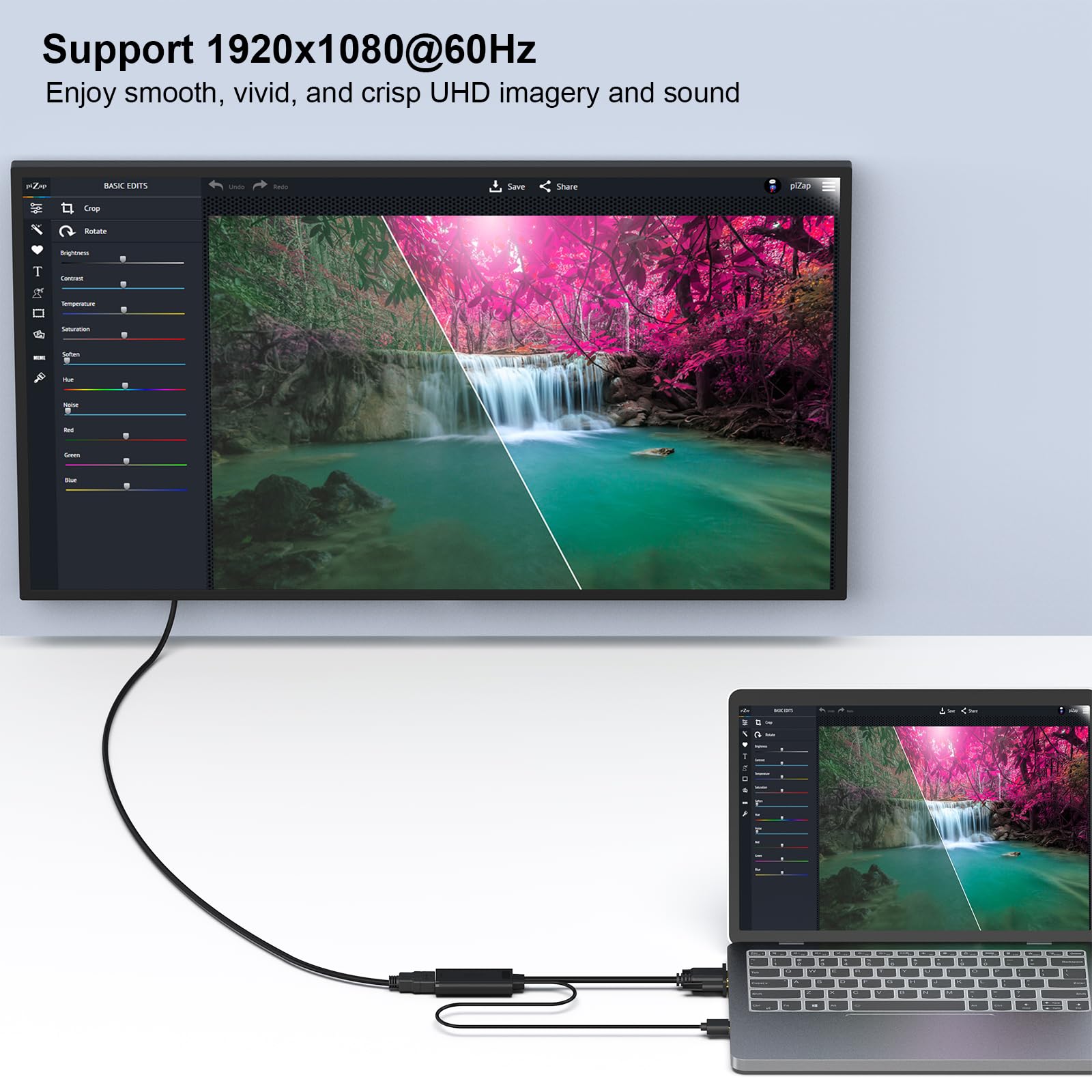 BENFEI VGA to HDMI Adapter, 1080P Converter with Audio from Computer/Laptop VGA Source to HDMI TV/Monitor
