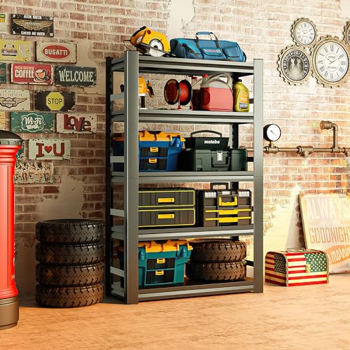 72"H|36"W Garage Shelving Unit and Storage-Easy Assembly Metal Shelves 5-Tier Rack|Heavy-Duty Adjustable Shelf|Steel Rust-Resistant Shelves for Industrial,Warehouse,Basement,Workshop Organization