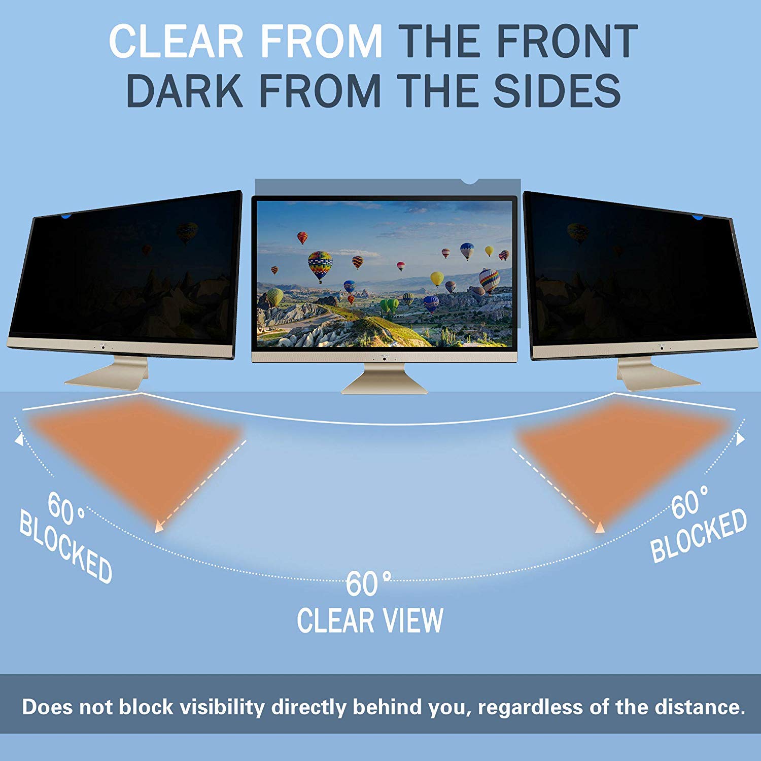 Skylarking 24 inches Computer Privacy Screen Filter, Anti-Spy Anti-Glare Screen Protector Film Compatible 24" Widescreen Computer Monitor with Aspect Ratio 16:9 (WxH:531mm x 298mm)