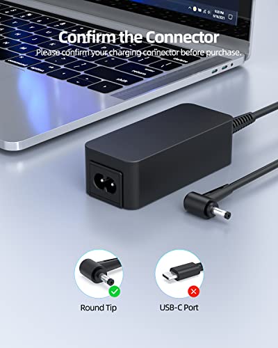 Charger for Asus Chromebook C202S C202SA C202 C202SA-YS02 C202SA-YS01 (Not Fit for 40W C202SA-YS04) Laptop, (UL Certified Safety), Round Connector, 33W