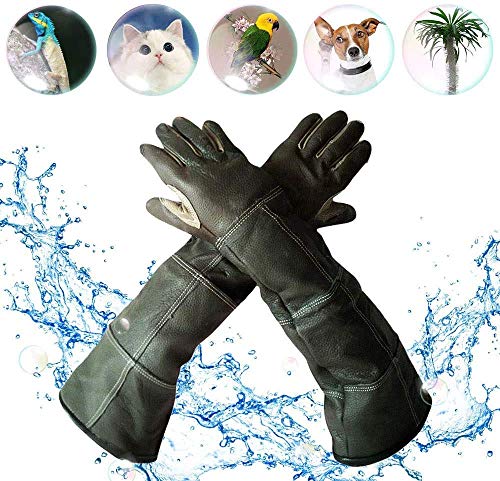 YBB Waterproof Animal Handling Gloves, Anti-Scratch/Bite Protective Long Gloves for Pet Cat Bathing Dog Bird(S)