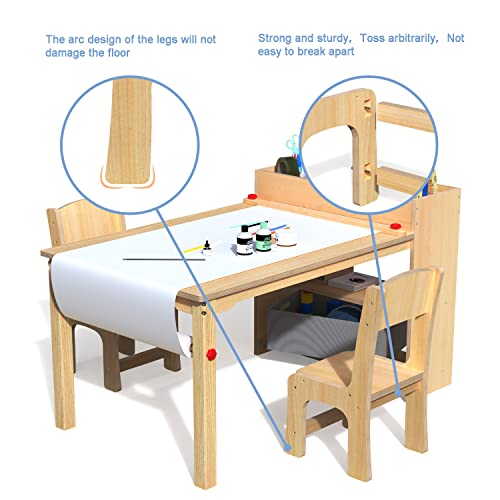 GDLF Kids Art Table and 2 Chairs, Wooden Drawing Desk, Activity & Crafts, Children's Furniture, 42x23