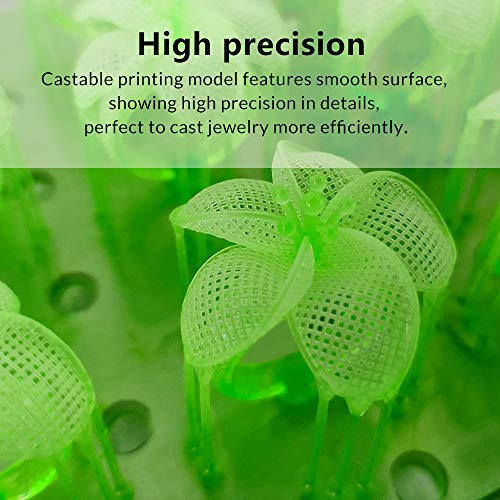 IFUN Jewelry Casting Resin for LCD 3D Printer Lost Wax Dental Casting UV-Curing Resin 405nm-Easy to Print- High Resolution Photosensitive Castable Resin Liquid- Bright Green 500ml