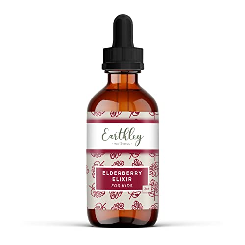 Earthley Elderberry Herbal Extract, Made with 100% Organic Ingredients, Concentrated Formula, Immune Supporting Herbs, Gluten-Free, Soy-Free, Corn-Free, No Added Sugars or Colors (2oz, Kids)
