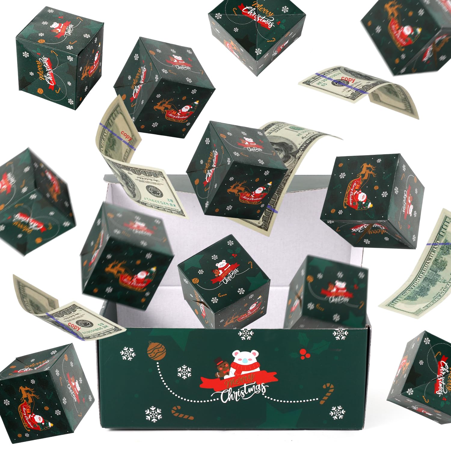 lasuroa 12pcs Surprise Gift Boxes, Christmas Explosion Gift Box Pop Up Gift Boxes Surprise Birthday Box for Christmas Birthday (Green)
