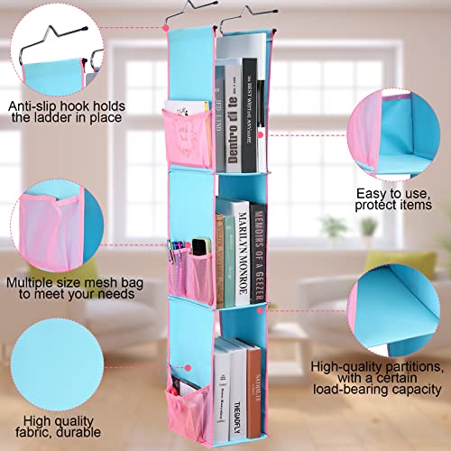 Yetene 2 Pieces Hanging Locker Accessories Shelves Includes 3 Shelf Hanging Locker Organizer and 2 Shelf Hanging Locker Organizer for School Teens Work Gym Closet Lock (Pink, Blue)